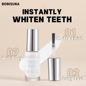 BOBISUKA White Tooth Paint, Instant Bright White Costumed Teeth Paint - No Streak, Safe, Long Last Tooth Makeup FX Paint, Perfect for Cosplay, Halloween Makeup, Theater, and Special Effects (5 ml)