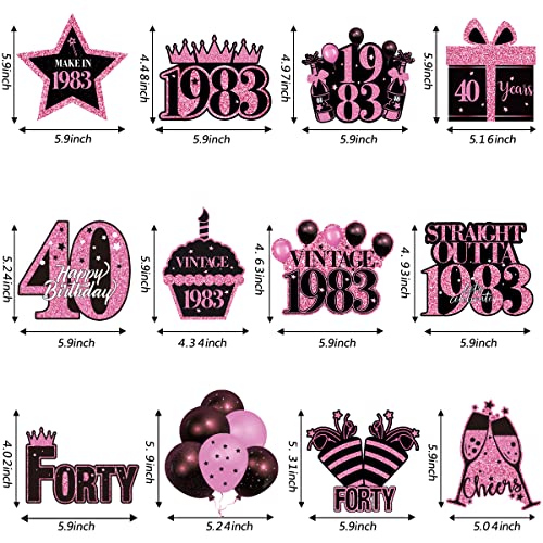 40th Birthday Decorations Women, 45pcs Happy 40 Birthday Party Supplies, 1983 40th Birthday Hanging Swirls for Her, Pink Dangling Spinners Foli Decor, Forty Years Old Bday Ceiling Party Favors