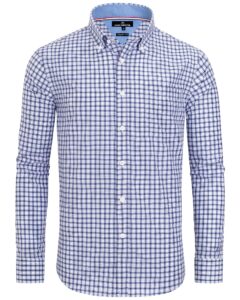 alimens & gentle mens gingham button down shirt long sleeve cotton regular fit plaid dress shirts