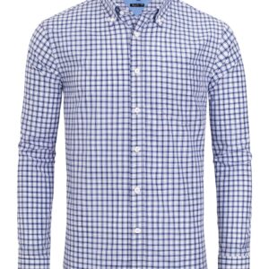 Alimens & Gentle Mens Gingham Button Down Shirt Long Sleeve Cotton Regular Fit Plaid Dress Shirts