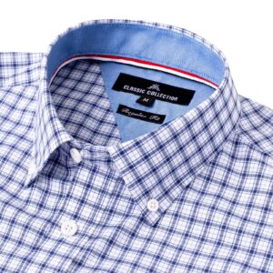 Alimens & Gentle Mens Gingham Button Down Shirt Long Sleeve Cotton Regular Fit Plaid Dress Shirts