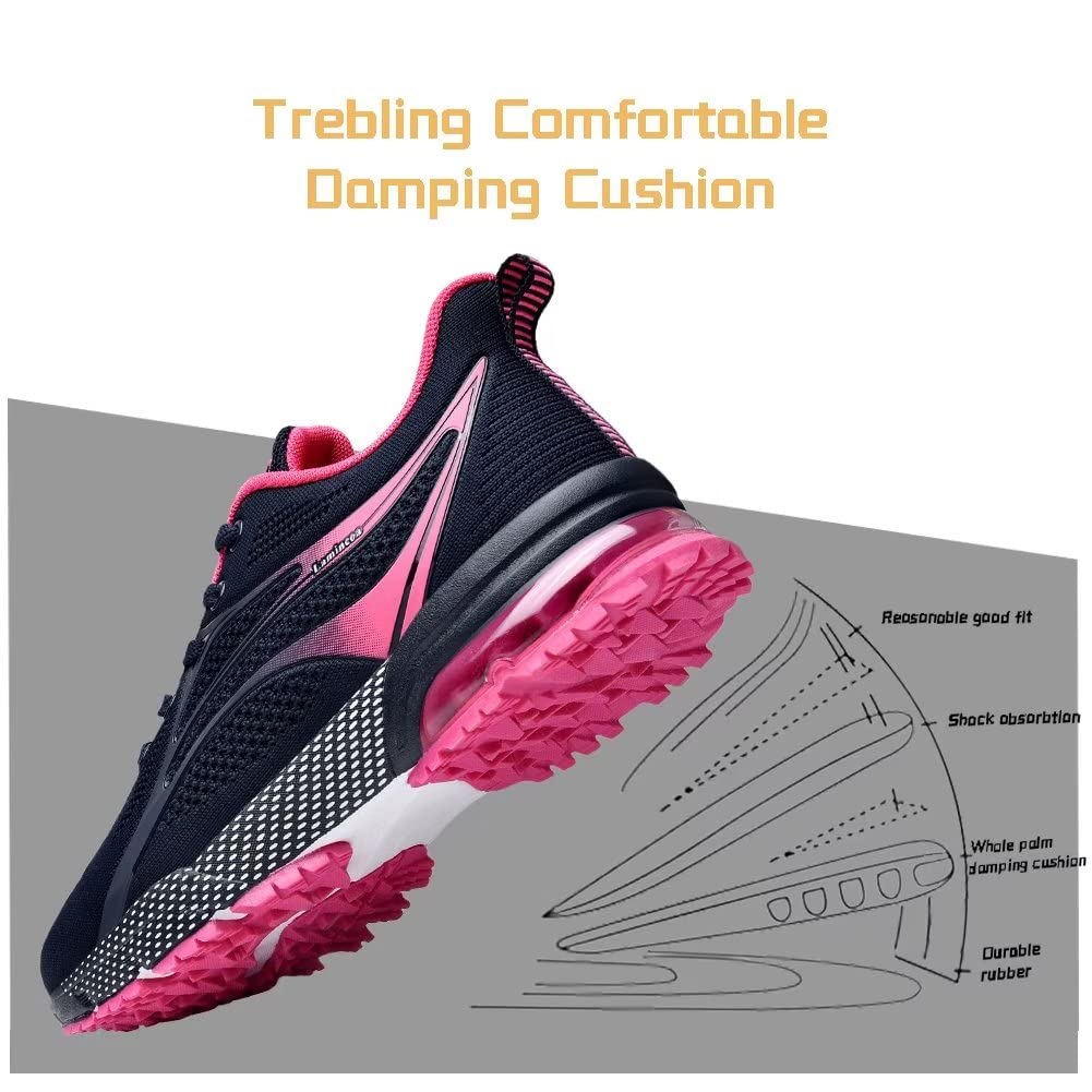 ZOOMCO Womens Air Running Shoes Non Slip Womens Tennis Shoes Womens Walking Shoes Mesh Air Cushion Sneakers for Gym Workout Sports Rose