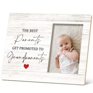 SRADMO Grandparents Picture Frames,Grandkids Photo Frame,The Best Parents Get Promoted To Grandparents Picture Frame,Baby Grandpa Grandma Photo Frame 8x10,Grandparents Baby Announcement Gifts（White-2）