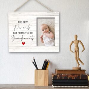 SRADMO Grandparents Picture Frames,Grandkids Photo Frame,The Best Parents Get Promoted To Grandparents Picture Frame,Baby Grandpa Grandma Photo Frame 8x10,Grandparents Baby Announcement Gifts（White-2）