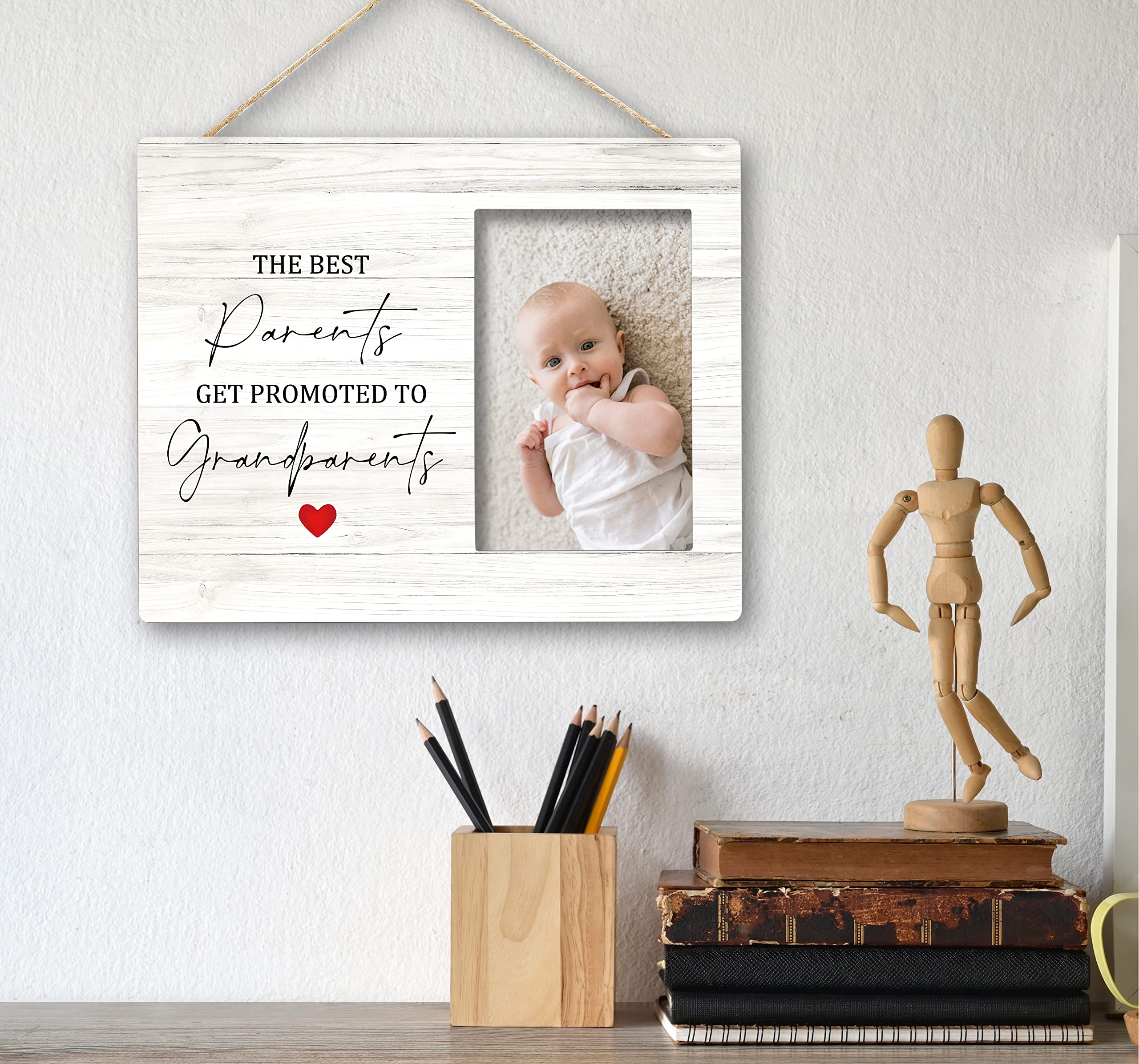 SRADMO Grandparents Picture Frames,Grandkids Photo Frame,The Best Parents Get Promoted To Grandparents Picture Frame,Baby Grandpa Grandma Photo Frame 8x10,Grandparents Baby Announcement Gifts（White-2）