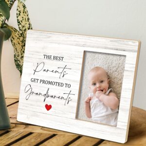 SRADMO Grandparents Picture Frames,Grandkids Photo Frame,The Best Parents Get Promoted To Grandparents Picture Frame,Baby Grandpa Grandma Photo Frame 8x10,Grandparents Baby Announcement Gifts（White-2）