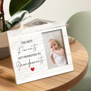 SRADMO Grandparents Picture Frames,Grandkids Photo Frame,The Best Parents Get Promoted To Grandparents Picture Frame,Baby Grandpa Grandma Photo Frame 8x10,Grandparents Baby Announcement Gifts（White-2）