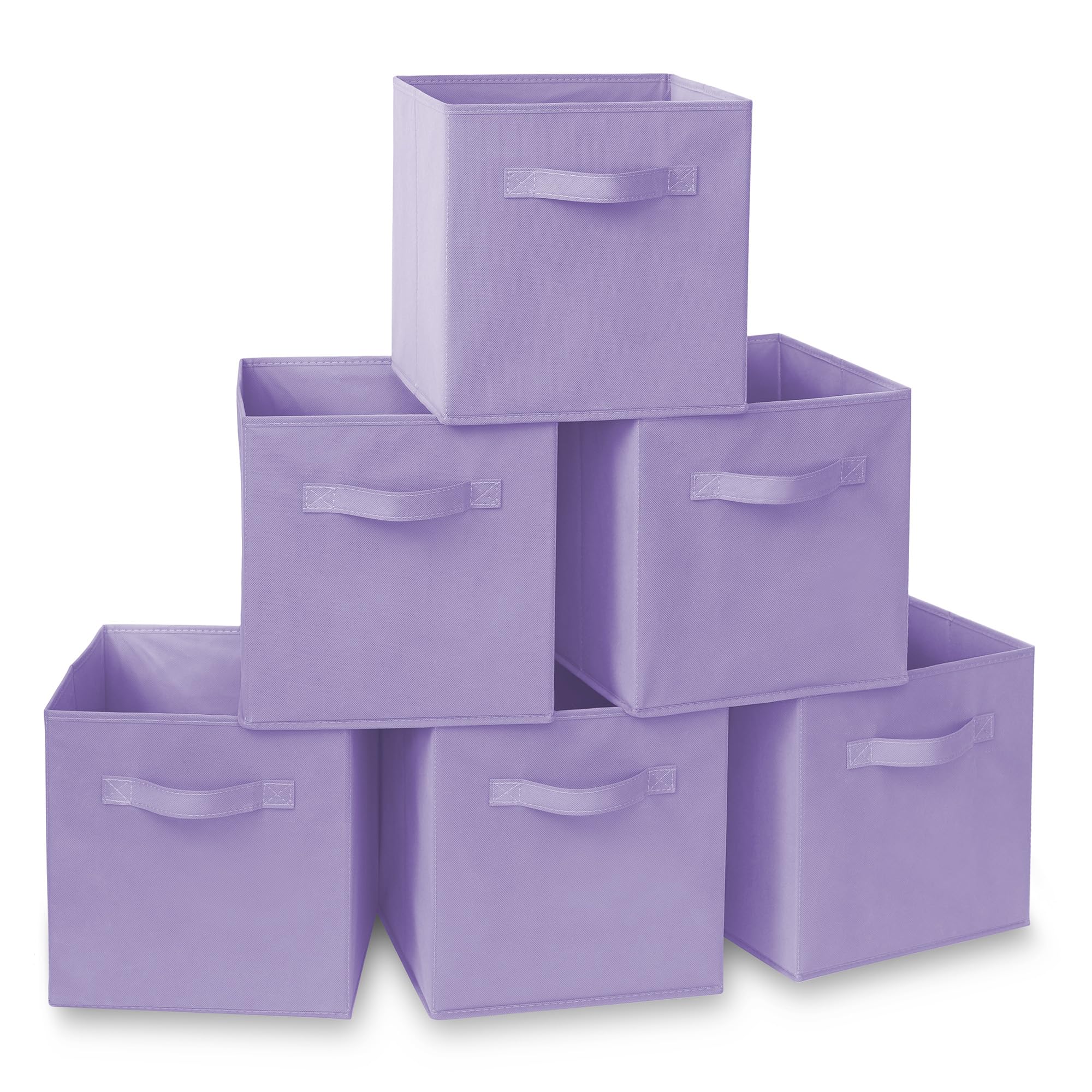 Casafield Set of 6 Collapsible Fabric Cube Storage Bins, Lavender - 11" Foldable Cloth Baskets for Shelves, Cubby Organizers & More