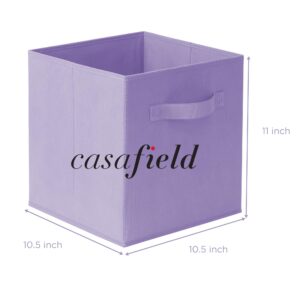 Casafield Set of 6 Collapsible Fabric Cube Storage Bins, Lavender - 11" Foldable Cloth Baskets for Shelves, Cubby Organizers & More