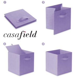 Casafield Set of 6 Collapsible Fabric Cube Storage Bins, Lavender - 11" Foldable Cloth Baskets for Shelves, Cubby Organizers & More