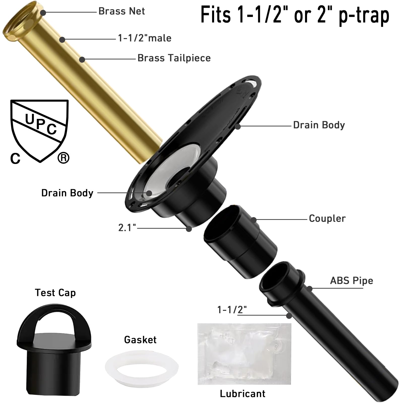 Upgrade Freestanding Tub Drain Rough-in Kit,Free Standing Tub Drain,Island Tub Drain Kit,with CUPC Certification Include Brass and ABS Pipe,Clean Tub Drain No Leaks.Have (Patent No US11168467B2).