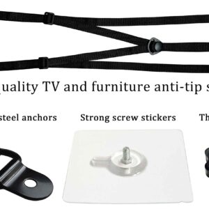 OeckuXIY 3 Pack Adjustable TV Safety Straps, No-Drill Anti-Tip Furniture Anchors for Baby Proofing, Flat Screens Fix to Wall,Cabinet,Stand Or Desk, Earthquake Straps