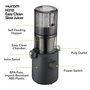 Hurom H310A Renewed Personal, Self Feeding Slow Masticating Juicer - Charcoal Gray | Easy-Clean, Max Yield, Quiet Motor - Hopper Fits Whole Produce - BPA Free