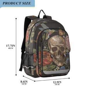 ALAZA Day Of The Dead Skull Rose Humming Bird Dia De Muertos Backpack Cycling, Running, Walking, Jogging