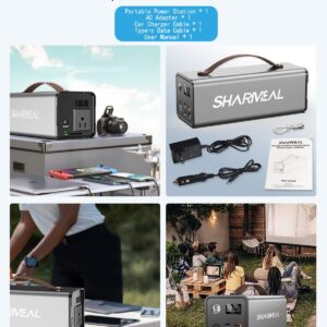 Sharmeal 118Wh Portable Power Station, 32000mAh Pure Sine Wave Camping Solar Generator, 110V/200W AC Outlet Backup Lithium Battery for CPAP Home Camping Emergency Backup