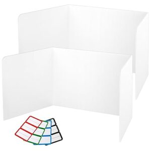 cregear poster board, classroom privacy shields for student desk - 4mm thick, 13.77"x17"x13.77", presentation board, resuable plastic privacy board 2 pack with extra name lables