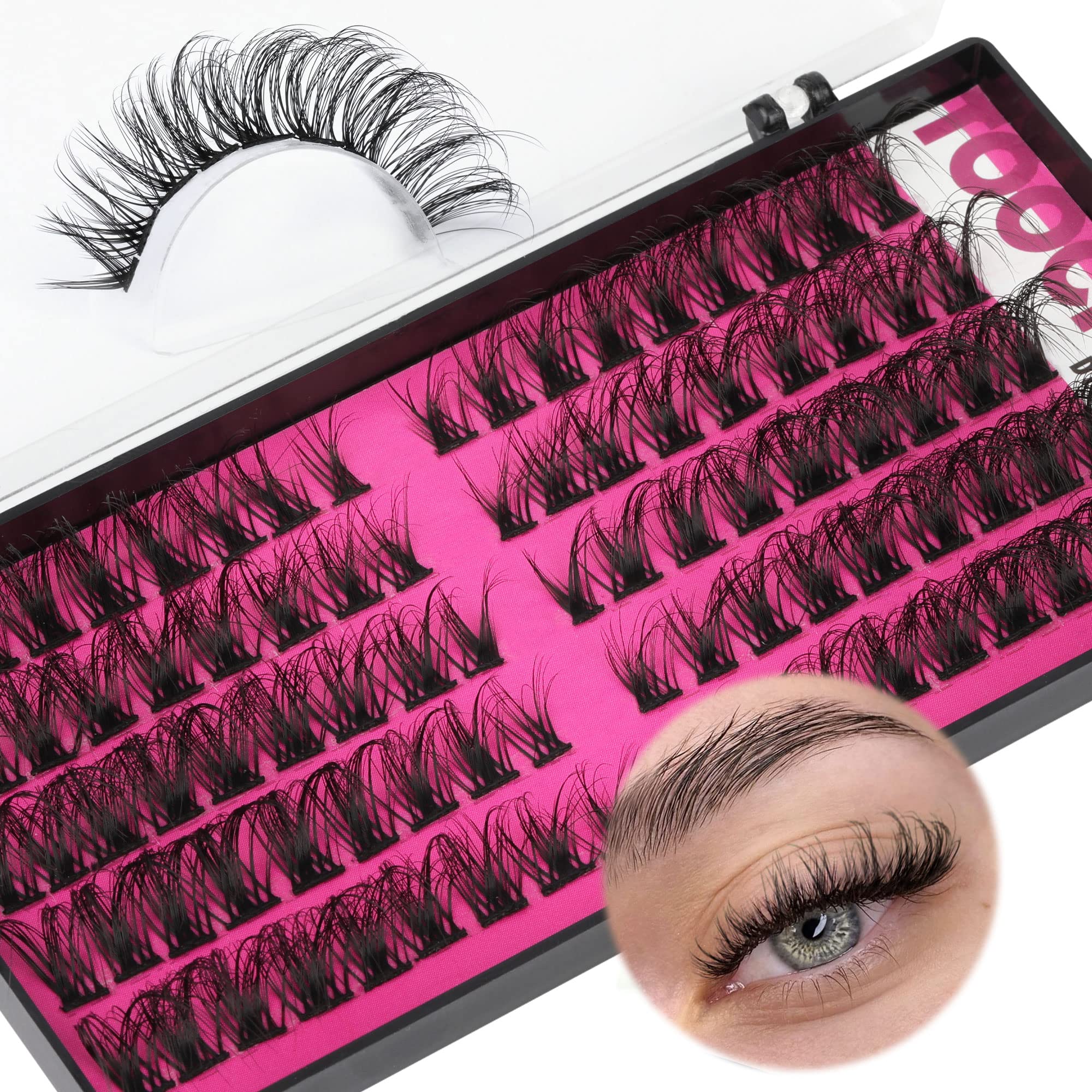 Cluster Lashes Fluffy Individual Lash Clusters DD Curl DIY Russian Lash Extensions Wispy Eyelash Clusters Eyelash Extension at Home by TOOCHUNAG