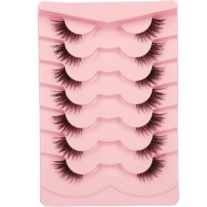 gmagictobo false eyelashes natural half lashes cat eye clear band lashes fluffy wispy 3d faux mink lashes pack soft strips fake eyelashes 7 pairs