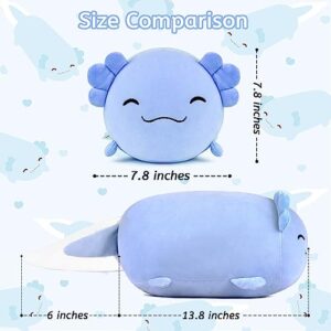 Storagex Axolotl Plush Toy, 13.8 Inches Cute Axolotl Stuffed Animal Kawaii Stuff Plushies for Kid Soft Blue Axolotl Pillow for Girl for Teens (Blue Axolotl, 13.8")