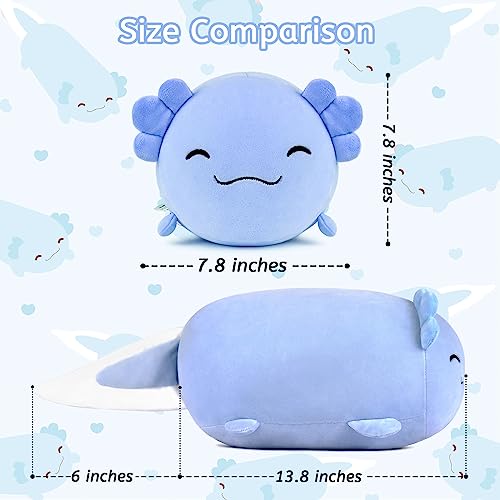 Storagex Axolotl Plush Toy, 13.8 Inches Cute Axolotl Stuffed Animal Kawaii Stuff Plushies for Kid Soft Blue Axolotl Pillow for Girl for Teens (Blue Axolotl, 13.8")