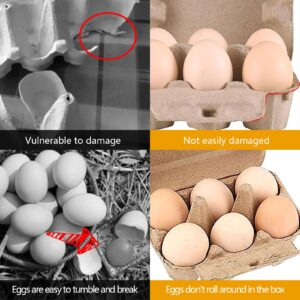 30 Pack Empty Egg Carton,6 Pulp Fiber Egg Carrier Egg Storage Containers for Kitchen, Farm, Picnic,Travel, Brown,Reusable,by MESHKA