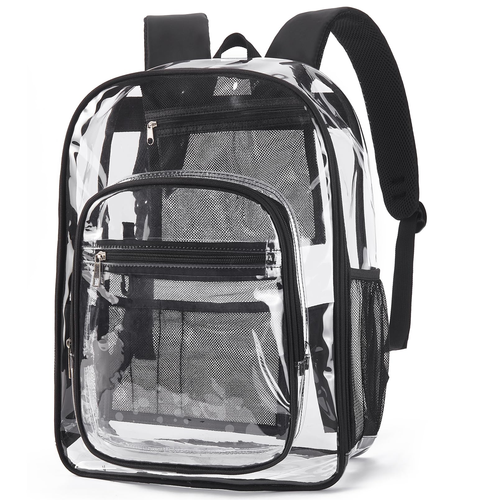 Telena Clear Backpack, Heavy Duty TPU See Through Bookbag Transparent Backpack for College - Black