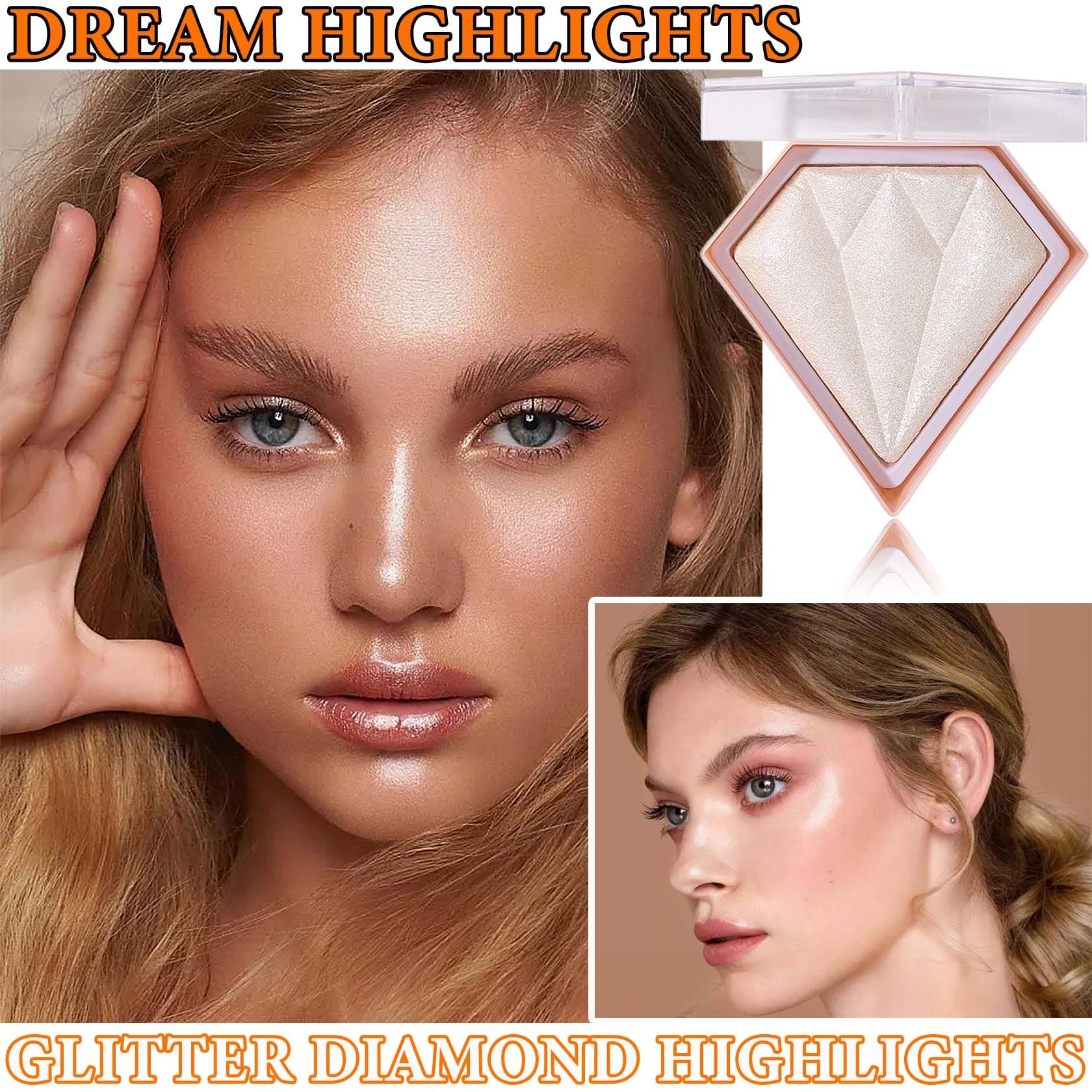 Glitter Blush Shimmer Highlighter Blusher Powder Makeup Face Highlighter Palette,Natural Lasting Shiny Contouring Palette Highlighter Concealer Face Contour Powder Makeup(#01 Pearl White）