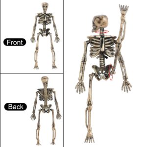 FINGOOO Small Skeleton Figurine 6 Inches,6 Pieces Plastic Skeletons Mini Poseable Skeleton Toy for Crafts Halloween Decoration (Make-Old)