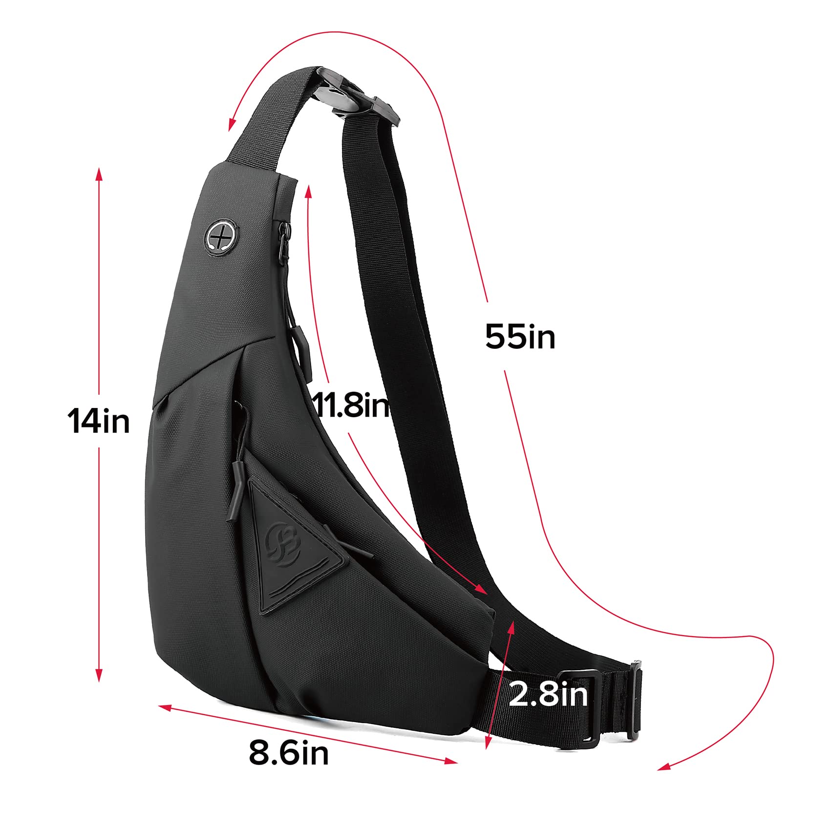 MAYMOONER Small Sling Shoulder Crossbody Bag Men Women, Lightweight Anti-theft One Strap Casual Chest Bag Slim Backpack for Outdoor Walking Trip Hiking Biking Black