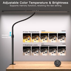 EYOCEAN Desk Lamp with Clamp, 31.5" LED Desk Lamp for Home Office, 24W Gesture Sensing Control Desk Light, Dimmable & Color Temperature, Eye-Caring Office Lamp, Architect Lamp for Screen Task Lamp