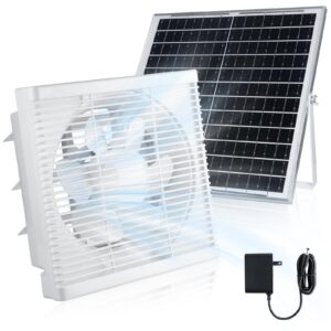 Chtoocy Solar Powered Fan, Large 8“ Solar Exhaust Intake Fan Kit for Greenhouse, Waterproof Fans with 24/7 hrs On/Off Switch Cable, Cooling Ventilation for Chicken Coop, Shed, Garbin,Outside/Inside