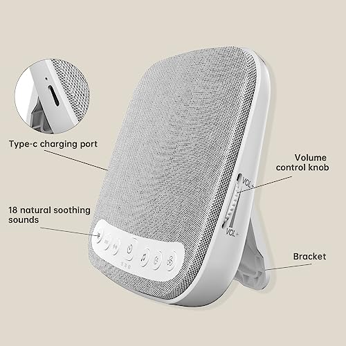 HEAVTUEN White Noise Machine,Sound Machine with 18 Non Looping Natural Soothing Sounds, Small Travel Sound Machine Powered USB Sleep Sound Timer Therapy for Baby Kids Adults