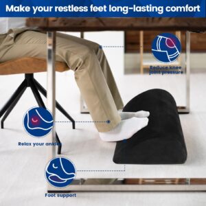 CloudBliss Foot Rest for Under Desk at Work,Office Desk Accessories with Memory Foam and Washable Removable Cover, Foot Stool for Office, Car, Home to Foot Support and Relax Ankles, Black