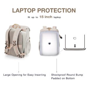 BAGSMART Camera Backpack, DSLR Camera Bag Backpacks for Photographers, Waterproof Anti-Theft Photography Backpack with 15 Inch Laptop Compartment & Tripod Holder, Ivory White