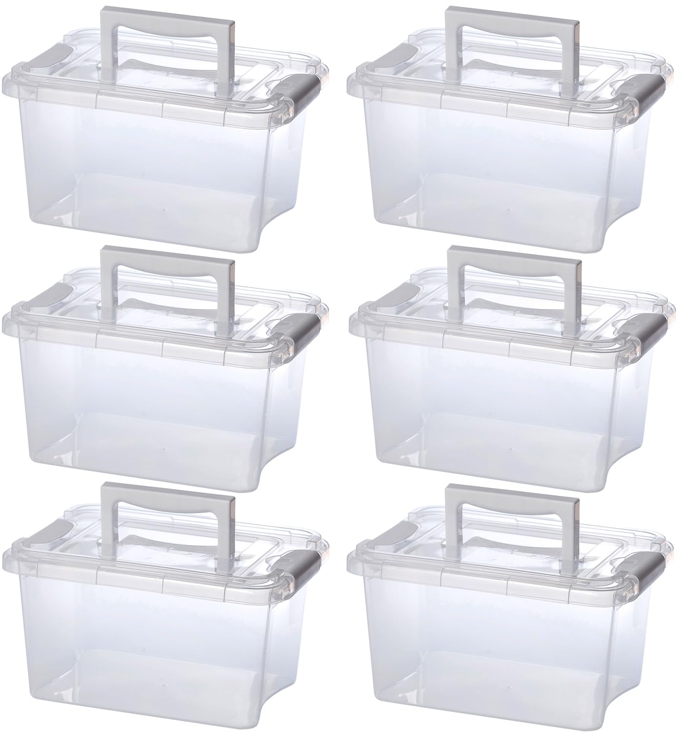 Gagee 6 Pack 3.5 Qt Storage Bins with Lids and Latching Buckles,Stackable Plastic Storage Containers with Lids for Home, Office and School Supplies,Clear,Small