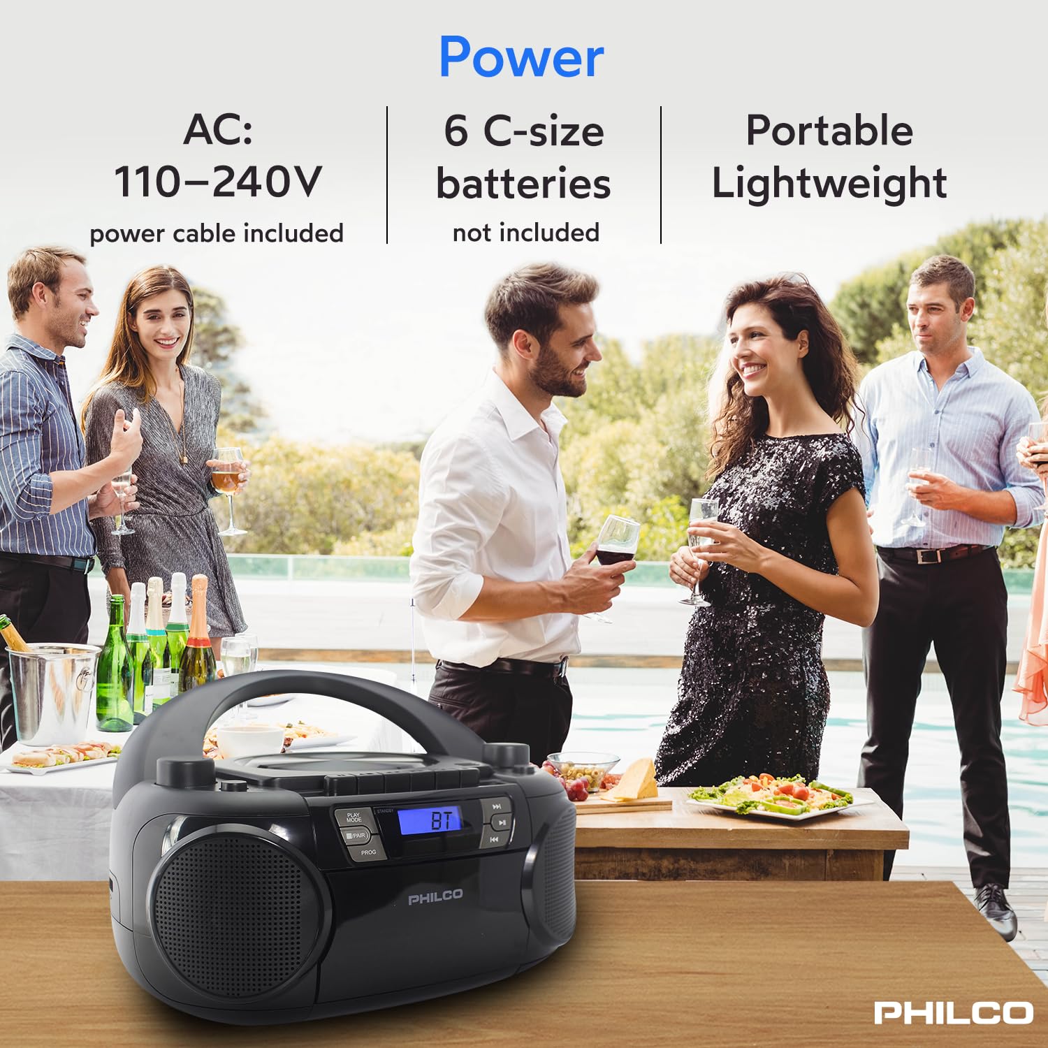 Philco Bluetooth CD Boombox with Cassette, MP3 CD USB Playback The Ultimate Retro Music Combo with Best Class Sound Performance, 12 watts, and Telescopic FM Antenna Provides Maximum Radio Reception