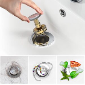 Miaphie Bathroom Sink Drain Kit, Bathroom Sink Drains with Flexible & Expandable P-Trap, Suitable for 1-1/4'' or 1-1/2'' PVC Drain Pipe, Pop Up Drain with Built-in Anti-clogging Stopper