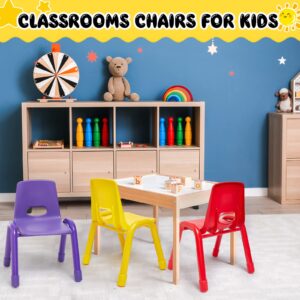 Roshtia 6 Pieces Stacking School Chairs Stackable Stack Chair with Metal Legs 12'' Seat Height Flexible Classroom Chairs for Kids Preschool Student Daycare Home Furniture, 6 Colors