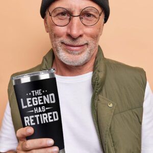 Retirement Gifts for Men, Him, Dad, Grandpa, Coworkers, Husband, Teacher - The Legend Has Retired - American Flag Tumbler 20Oz - Funny, Unique, Military, Cool, Best Retirement Gifts for Men 2024