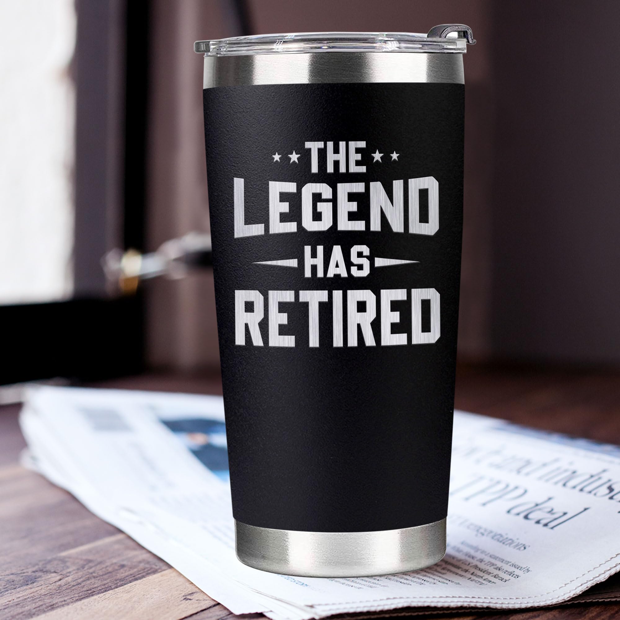 Retirement Gifts for Men, Him, Dad, Grandpa, Coworkers, Husband, Teacher - The Legend Has Retired - American Flag Tumbler 20Oz - Funny, Unique, Military, Cool, Best Retirement Gifts for Men 2024