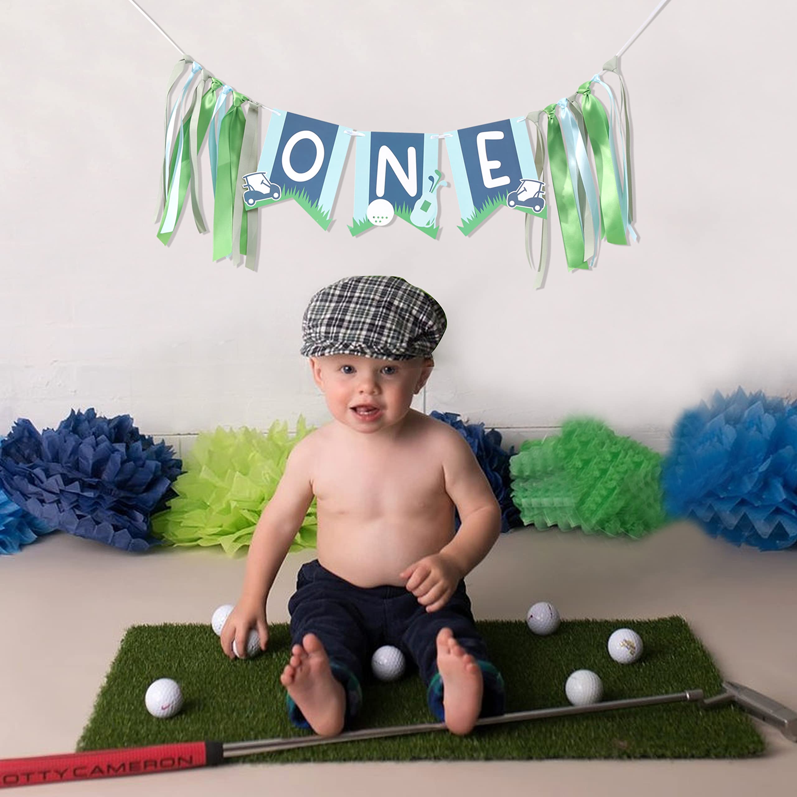 Golf One Birthday High Chair Banner - Golf 1st Birthday Decorations,Golf 1st Birthday High Chair,Hole In One First Birthday Decorations,Hole In One High Chair Banner,Golf Boy 1st Birthday Photo Props