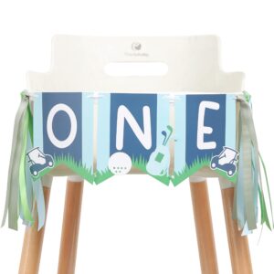 Golf One Birthday High Chair Banner - Golf 1st Birthday Decorations,Golf 1st Birthday High Chair,Hole In One First Birthday Decorations,Hole In One High Chair Banner,Golf Boy 1st Birthday Photo Props