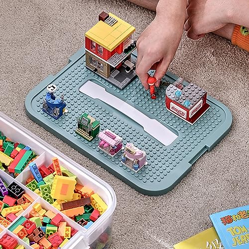 AEEISHOMEREFORM Toy Organizer Bins with Compartments, Building Blocks Storage, Storage Containers for Building Brick Storage, Plastic Stackable Organizer Bin Toy Chest (Green)