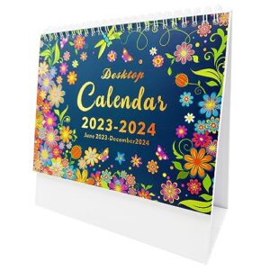 desk calendar 2023-2024, monthly desktop calendar (june 2023-december 2024), academic month to view standing desk office calendars year planner