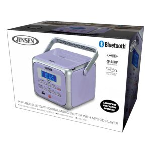 Jensen CD-660 Portable Stereo CD Player Boombox with Bluetooth | FM Radio | USB | Aux-in Headphone Jack | CD-R/RW MP3 Playback | (Lavender Purple)