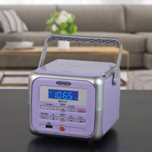 Jensen CD-660 Portable Stereo CD Player Boombox with Bluetooth | FM Radio | USB | Aux-in Headphone Jack | CD-R/RW MP3 Playback | (Lavender Purple)