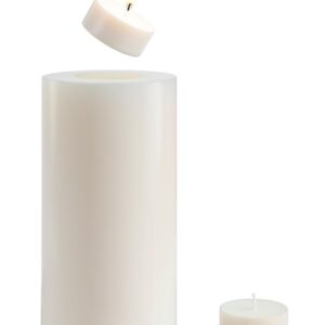 Artificial Pillar Candles with Real Tea-Light Fire for Home Decoration & Table Centerpiece, Tealight Candle Holder