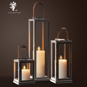 Artificial Pillar Candles with Real Tea-Light Fire for Home Decoration & Table Centerpiece, Tealight Candle Holder