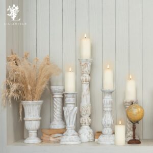 Artificial Pillar Candles with Real Tea-Light Fire for Home Decoration & Table Centerpiece, Tealight Candle Holder