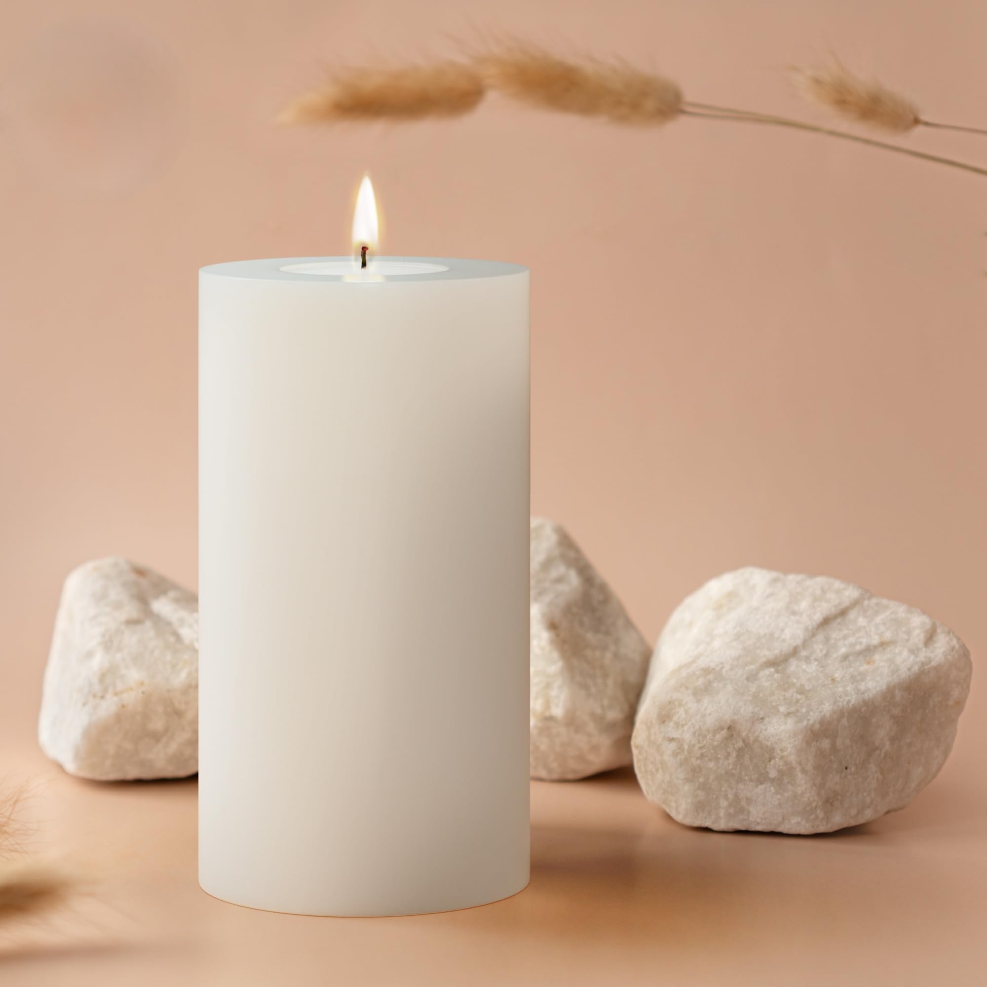 Artificial Pillar Candles with Real Tea-Light Fire for Home Decoration & Table Centerpiece, Tealight Candle Holder